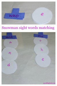 Snowman sight words learning activity – sparklingbuds
