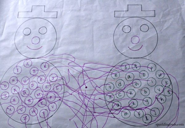 Snowman letters matching : A letter recognition game – sparklingbuds