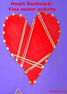 Valentines day fine motor activity : Geoboard heart – sparklingbuds